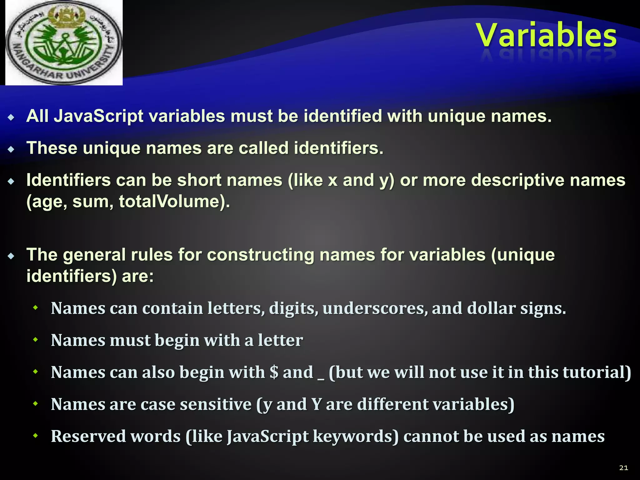 JavaScript lesson 1.pptx | Web Development | Internet