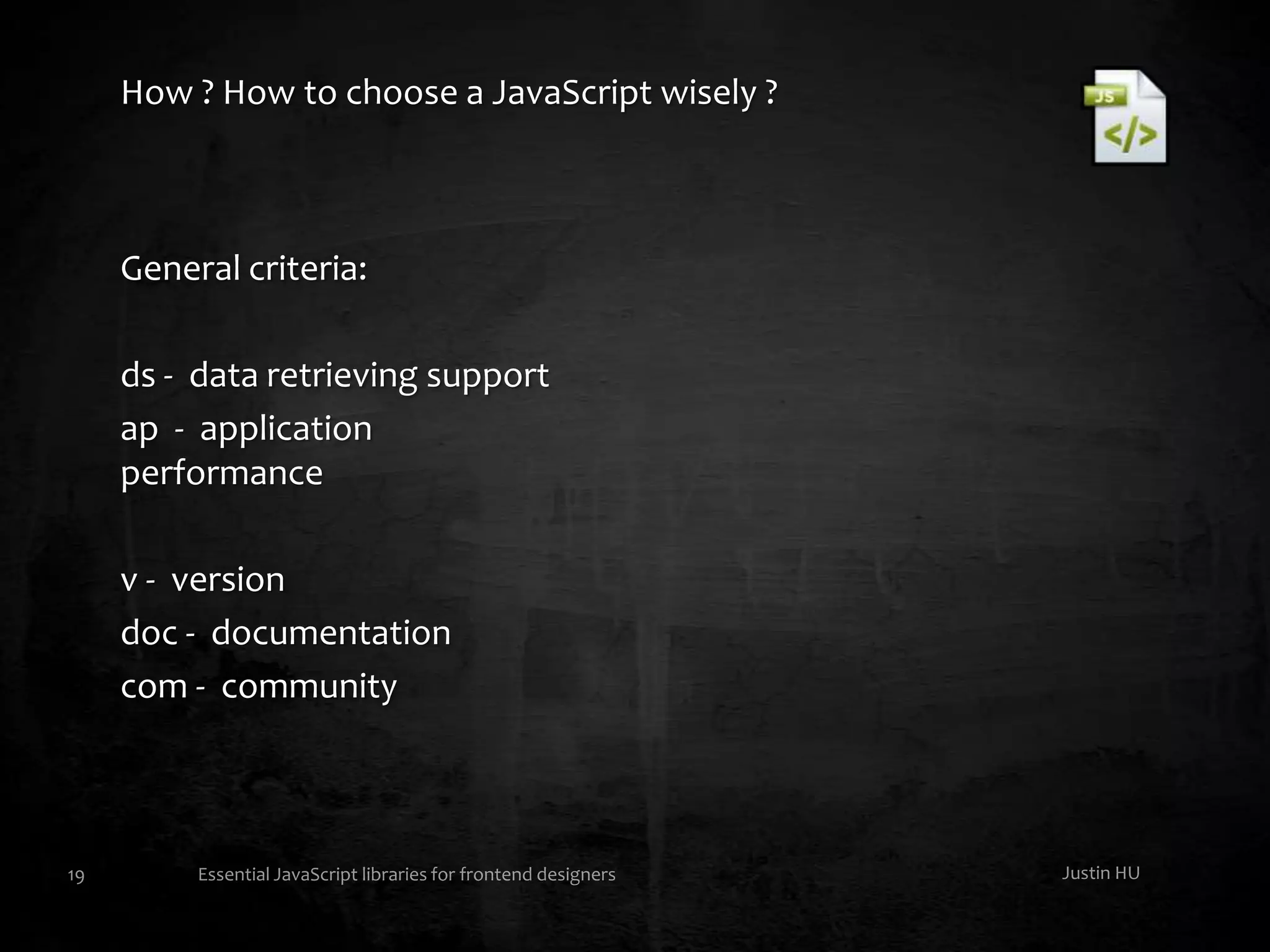 Javascript library toolbox | PPT
