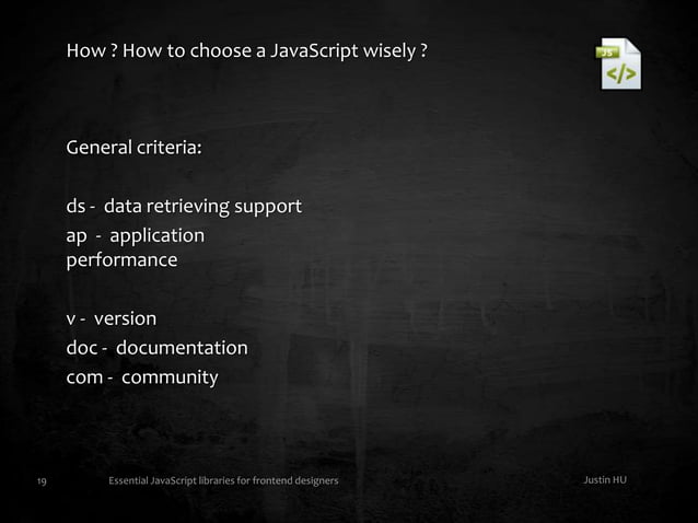 Javascript library toolbox | PPT