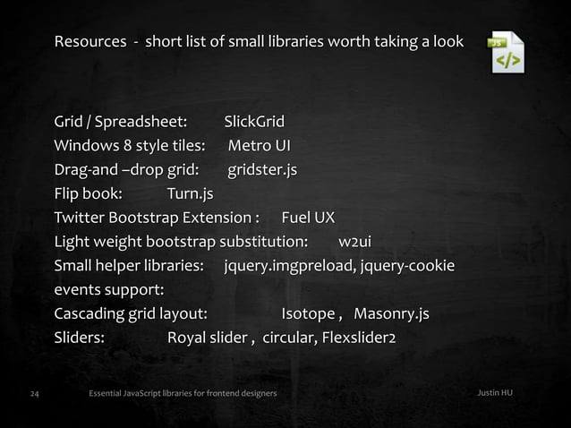 Javascript library toolbox | PPT