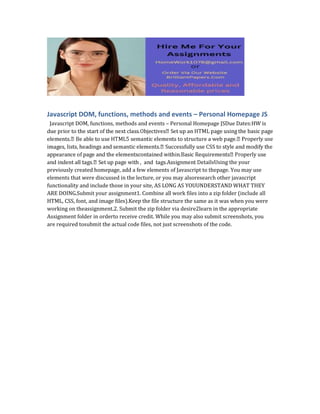 Javascript methods and events Personal Homepage JS.docx