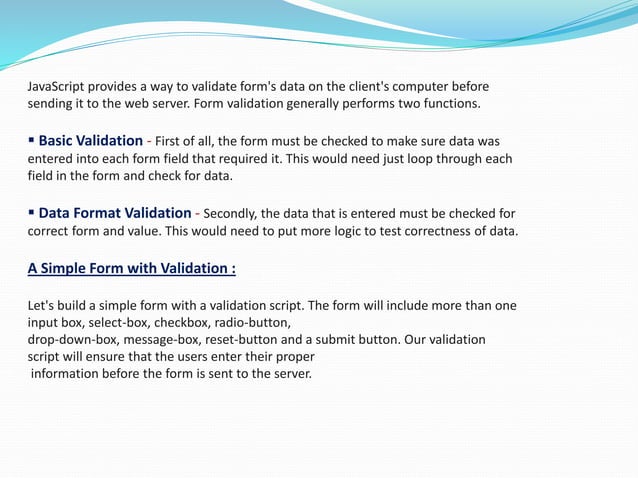 Form Validation in JavaScript | PPTX