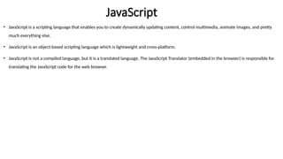 Comprehensive Guide to JavaScript: Features, Objects, Events, and ...