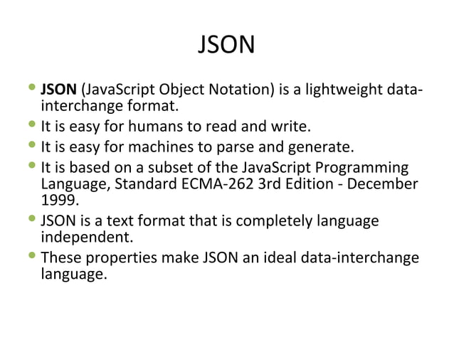 Java Script Object Notation (JSON) | PPT
