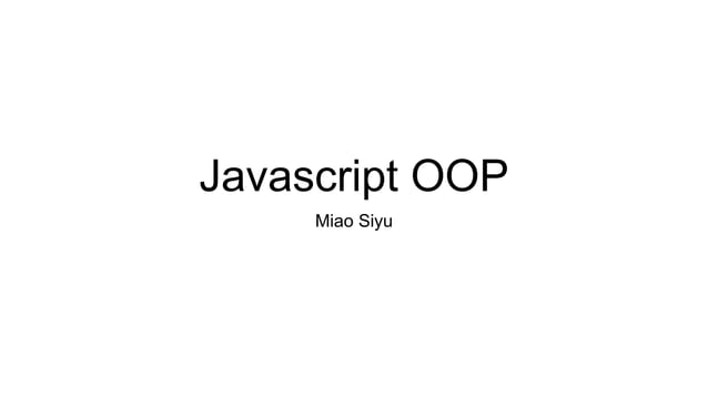 Javascript OOP | PPT