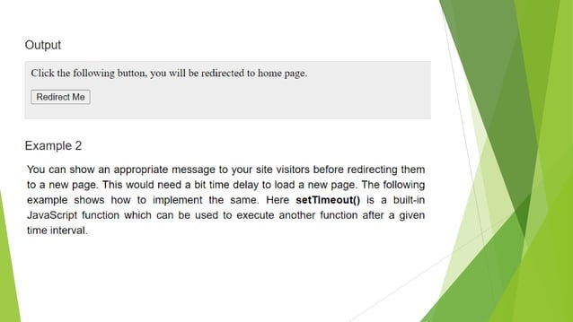 Java Script Page Redirection Ppt