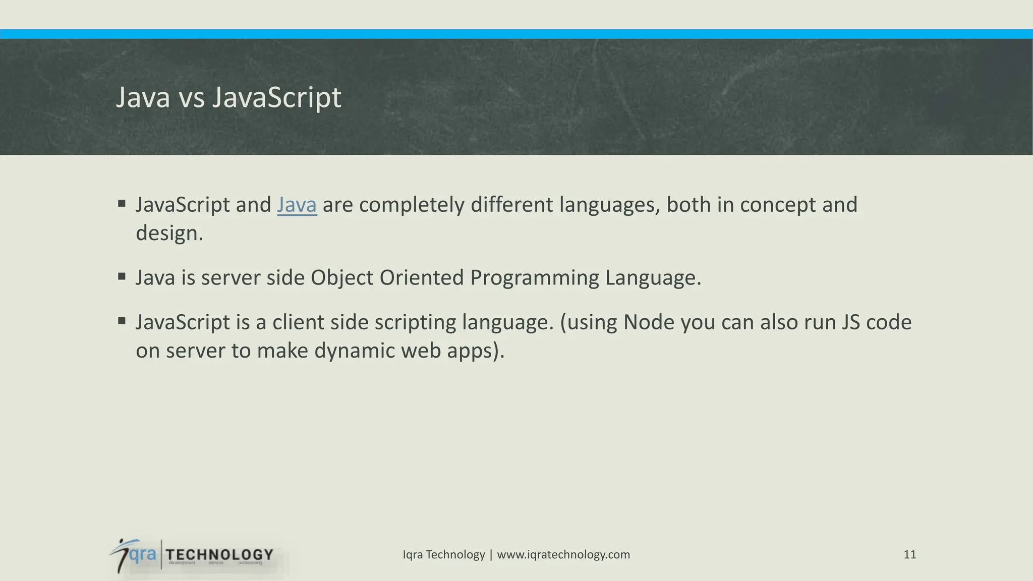 JavaScript Training Day 01 Iqra Technology.pptx | Web Development | Internet