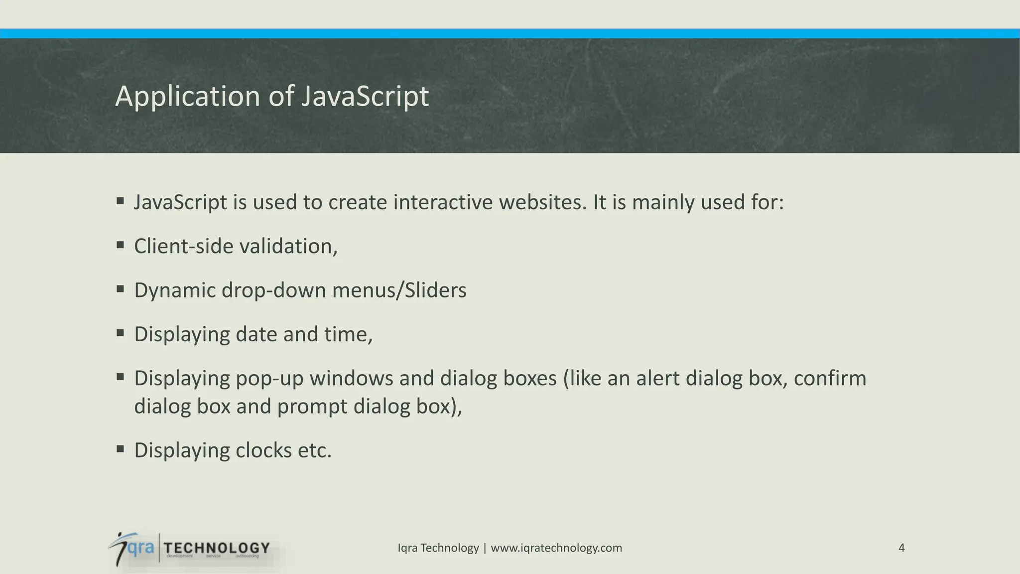 JavaScript Training Day 01 Iqra Technology.pptx | Web Development ...