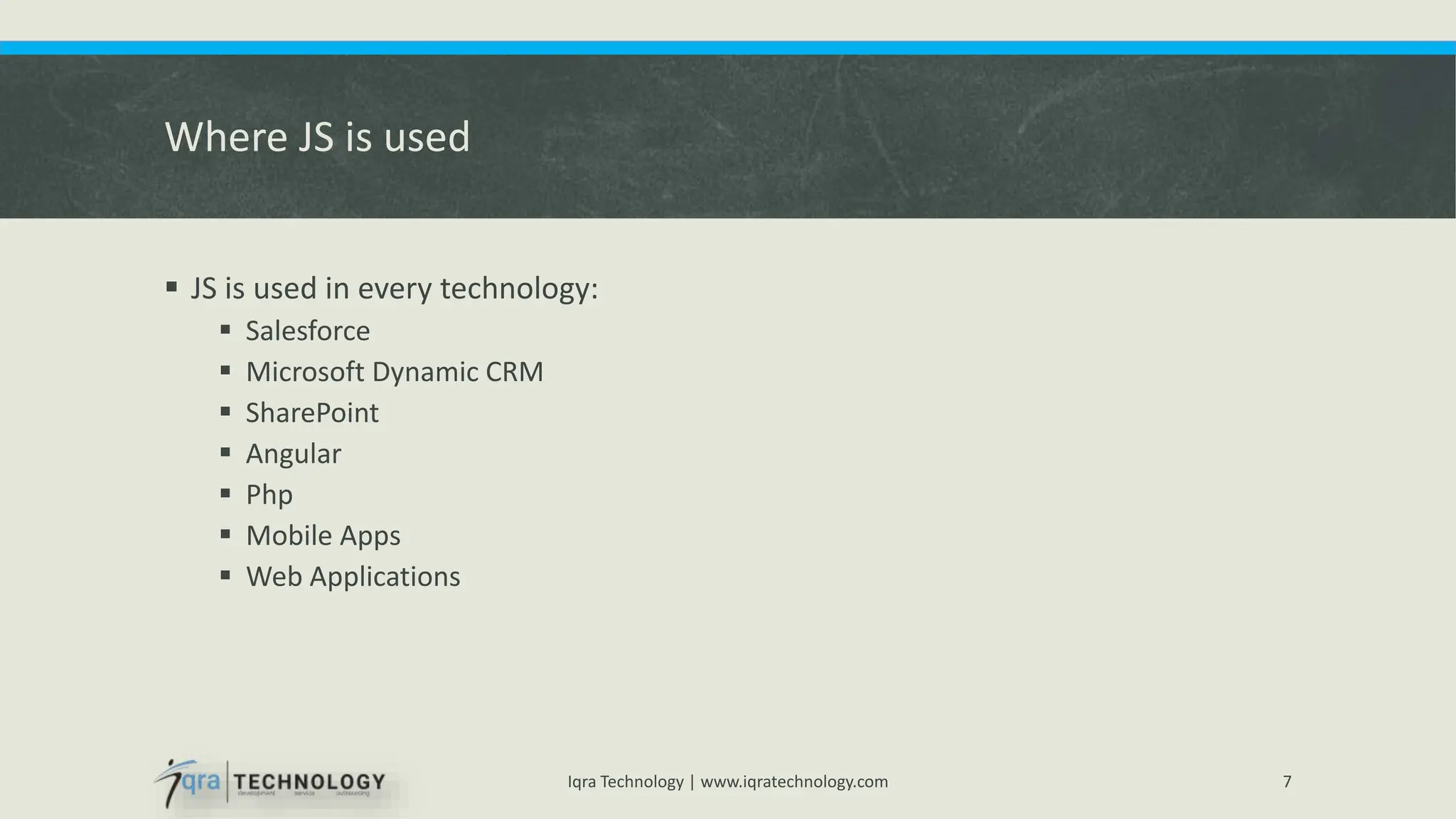 JavaScript Training Day 01 Iqra Technology.pptx | Web Development | Internet