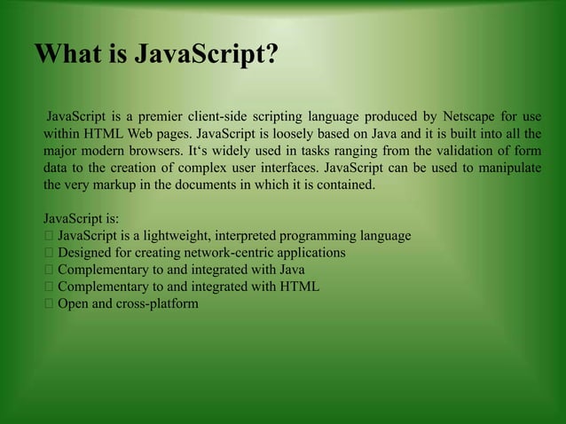 Basics of Javascript | PPT
