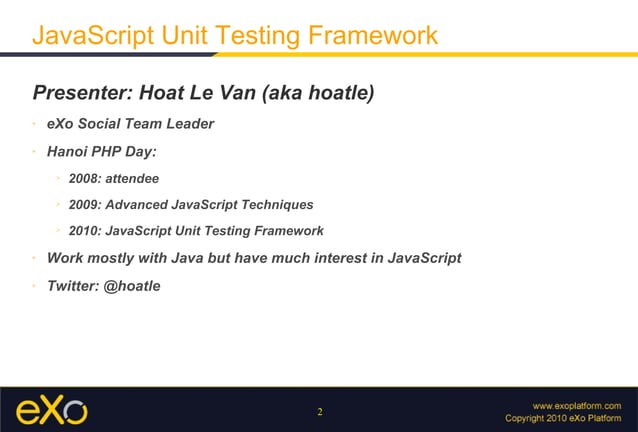 Javascript Unit Testing Framework Ppt