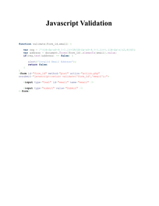Validation using javascripts by karan chanana | PDF
