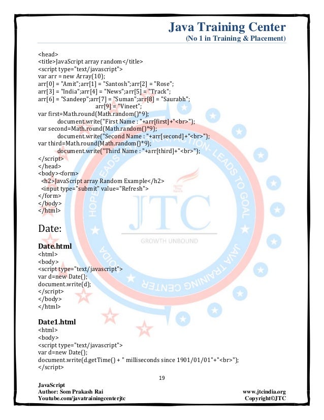 Java script Examples by Som