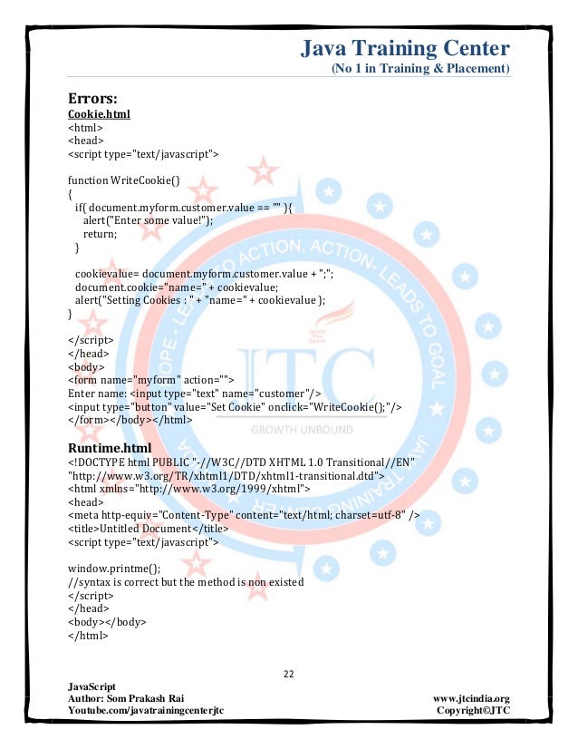 Java script Examples by Som