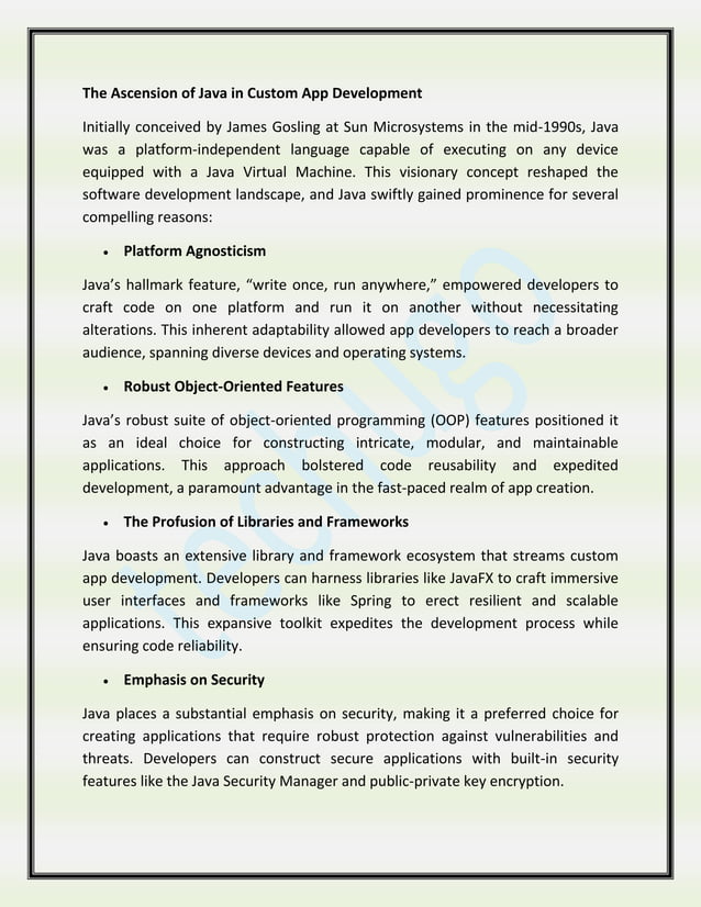 Java’s Dominance A Closer Look at Custom App Development | PDF | Web ...