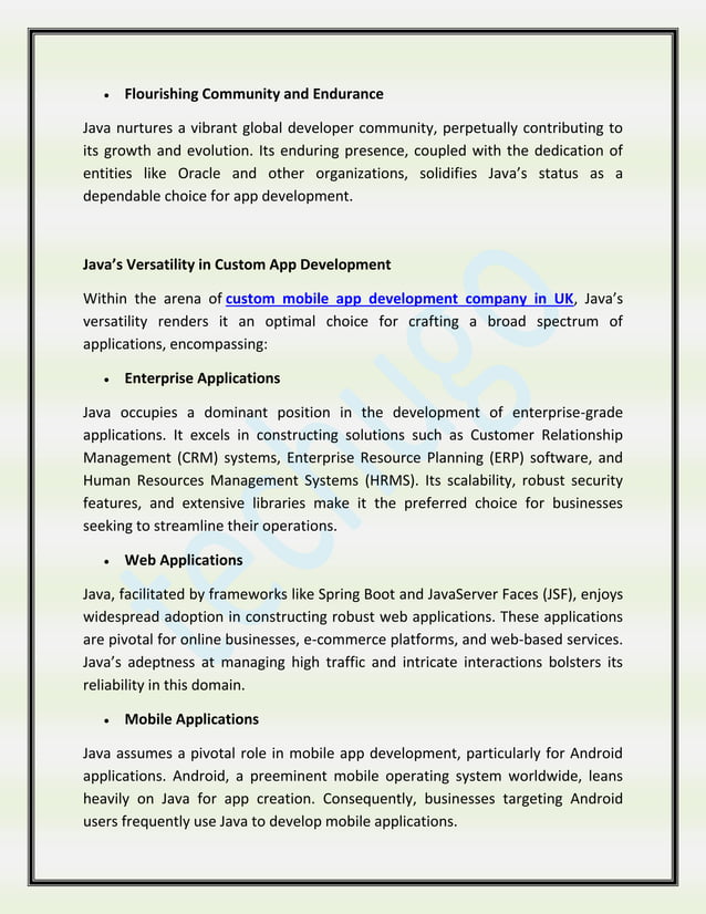 Java’s Dominance A Closer Look at Custom App Development | PDF | Web ...