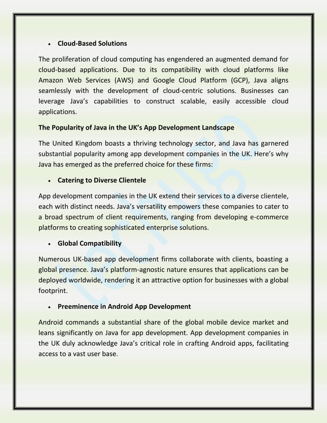 Java’s Dominance A Closer Look at Custom App Development | PDF | Web ...