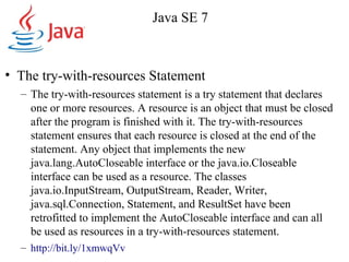 Java se 7 new language features | PDF