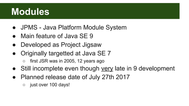 Java SE 9 modules (JPMS) - an introduction | PPT