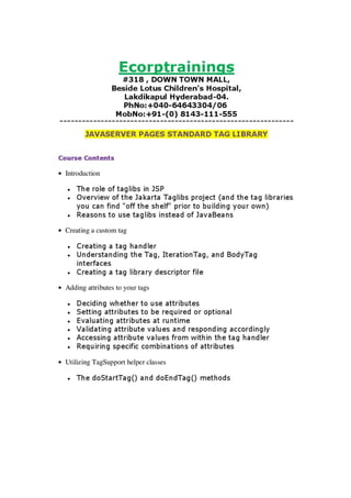 Javaserver pages standard tag library training hyderabad | PDF