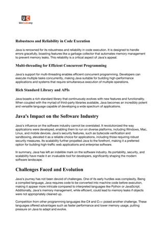 Java's Journey: Understanding Features and Envisioning Its Future Scope | PDF