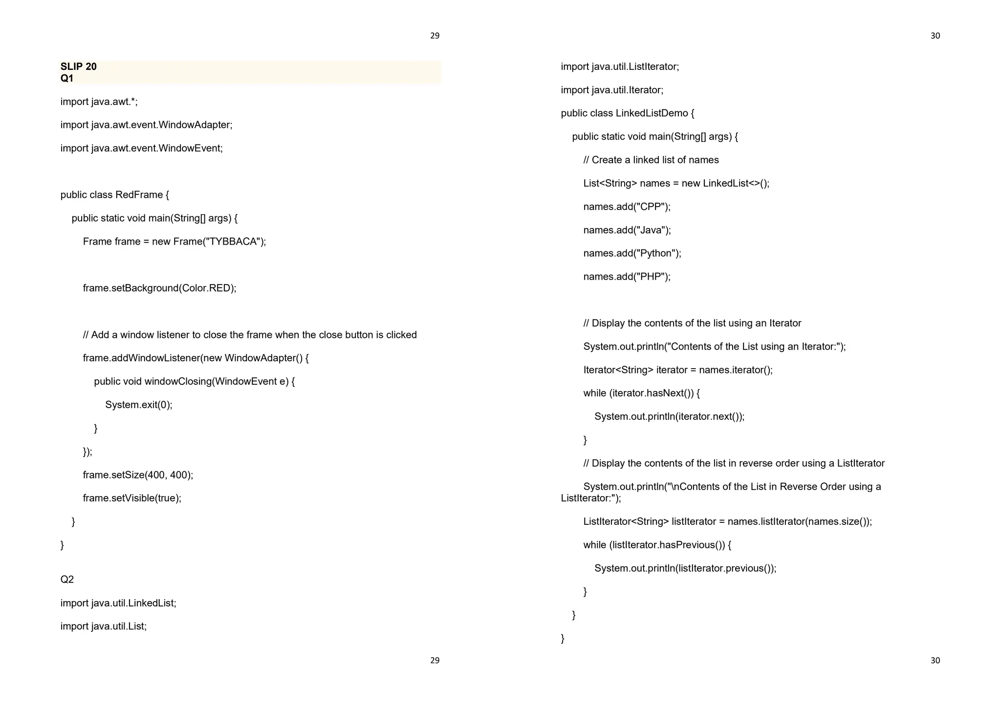 Java Slip For Bachelors Of Business Administrationpdf