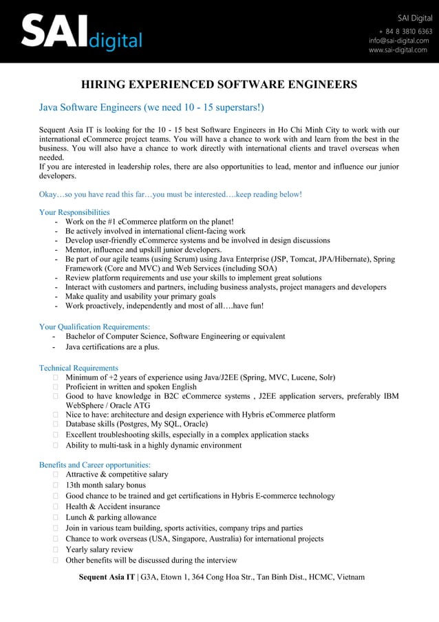 Java software engineer (hybris ecommerce) jd | PDF