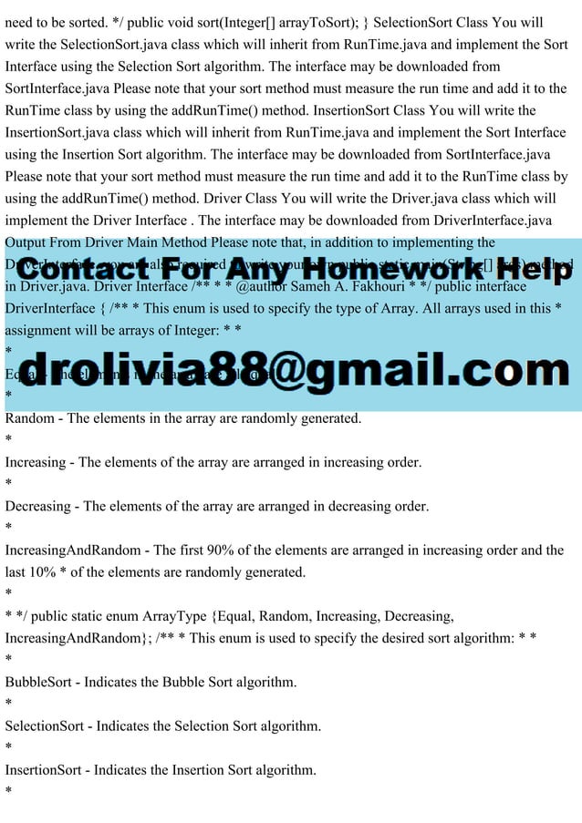 Java Sorting Codeimplementing And Testing All Three Sort Algorithmpdf