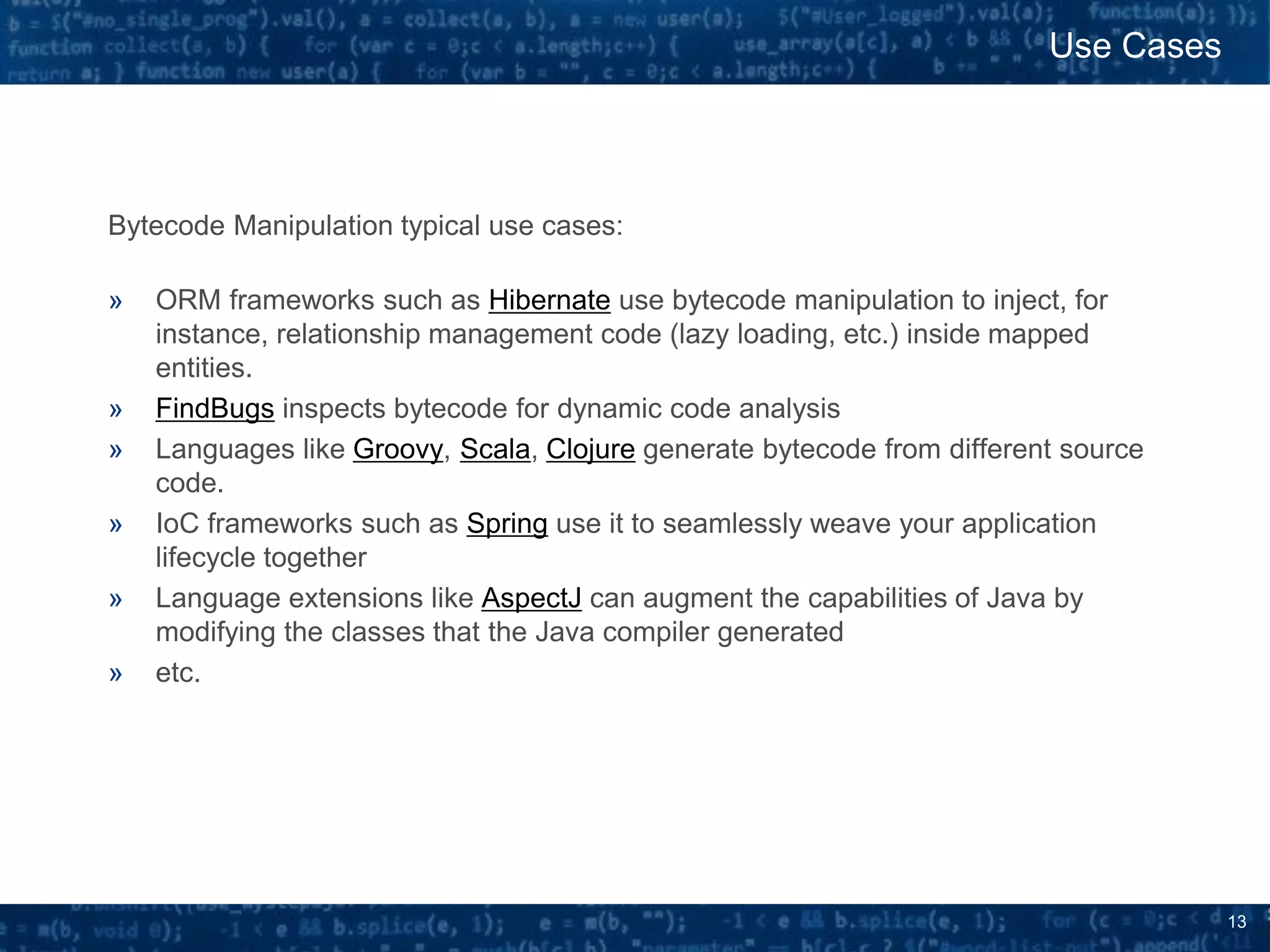 Bytecode manipulation with Javassist for fun and profit | PPTX