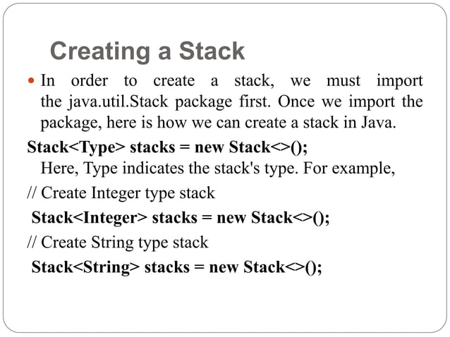 Java Stack Data Structure.pptx | Programming Languages | Computing