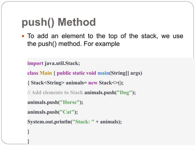 Java Stack Data Structure.pptx | Programming Languages | Computing