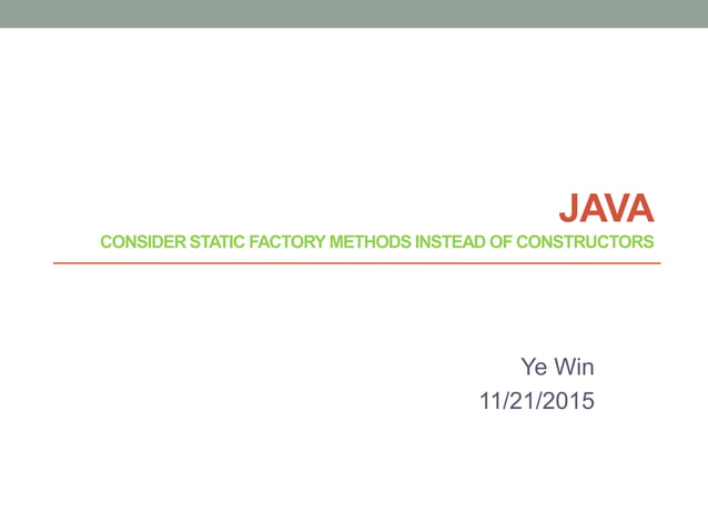 Java Static Factory Methods | PPT