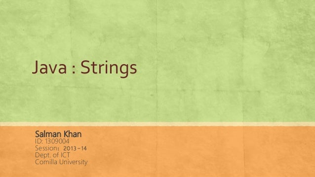 Java String Handling Java String Handling