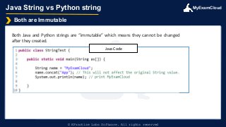 Java String vs Python string - video course by MyExamCloud | PDF
