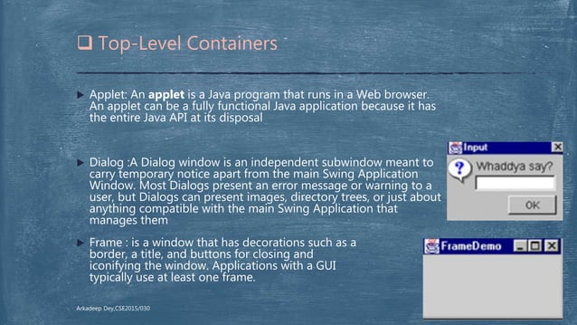 Java Swing | PPTX | Programming Languages | Computing