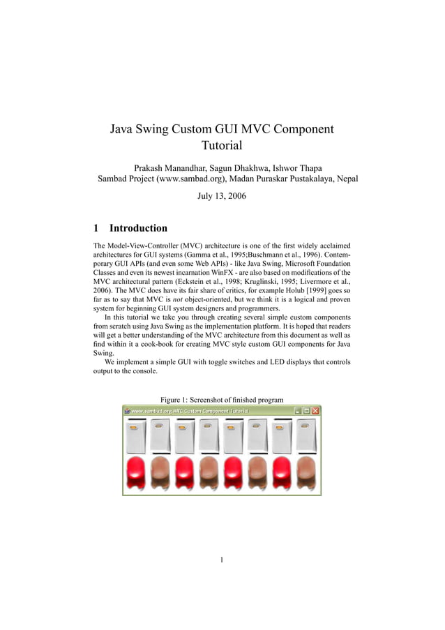 Java Swing Custom GUI MVC Component Tutorial | PDF