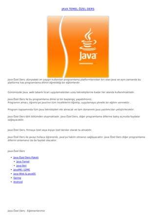 Java temel özel ders | PDF