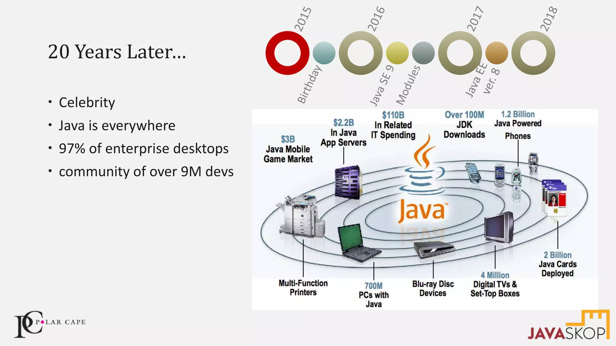 20 Years of Java - Story of HER life | PPTX | Programming Languages | Computing