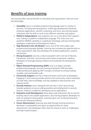 java training in chandigarh at excellence academy | PDF