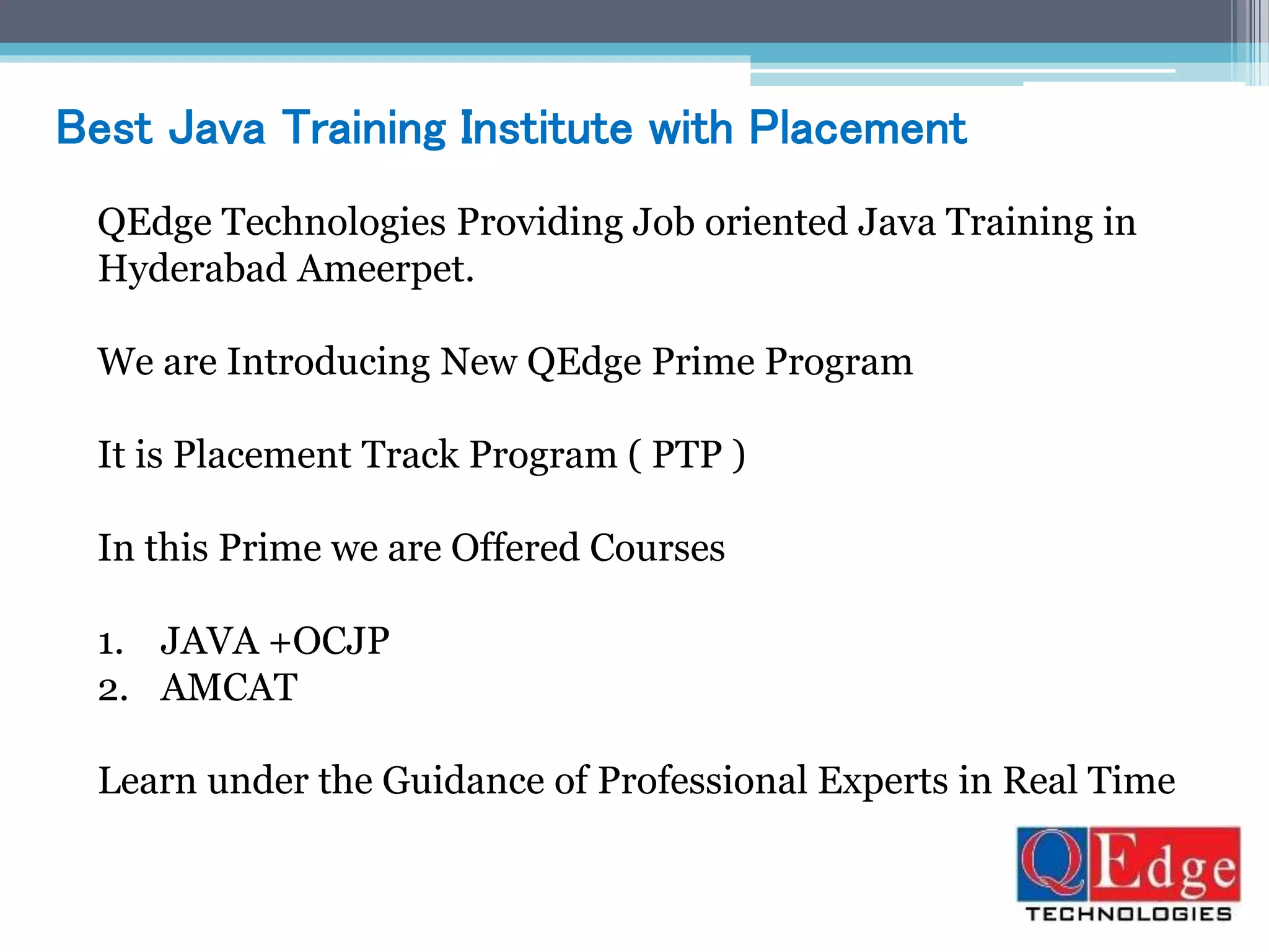 Java Training and Placement in Hyderabad | PPT