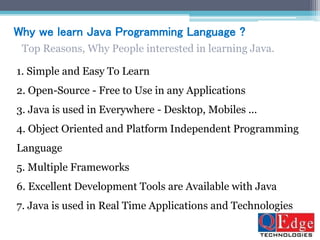 Java Training and Placement in Hyderabad | PPT