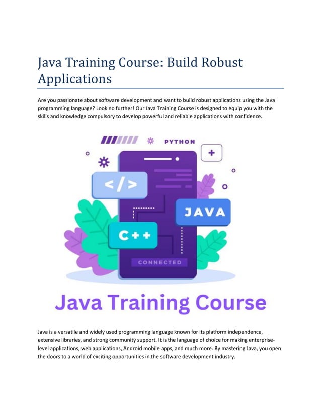 Java Training Course: Build Robust Applications | PDF