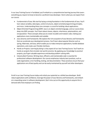 Java Training Course: Build Robust Applications | PDF