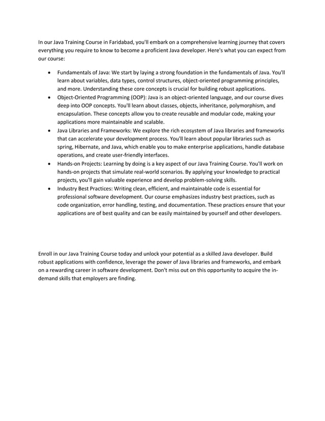 Java Training Course: Build Robust Applications | PDF