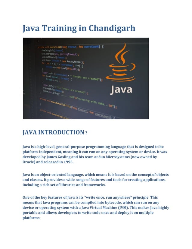 Java Training in Chandigarh | PDF