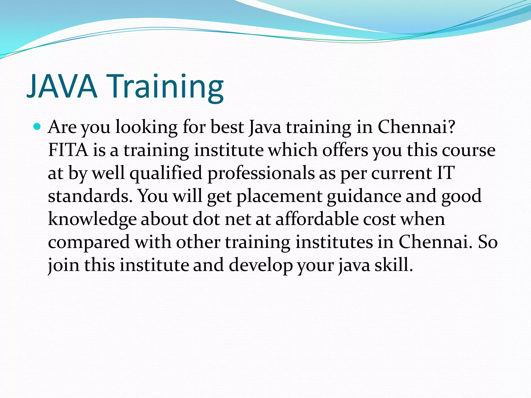 JAVA Training in Chennai | PPT