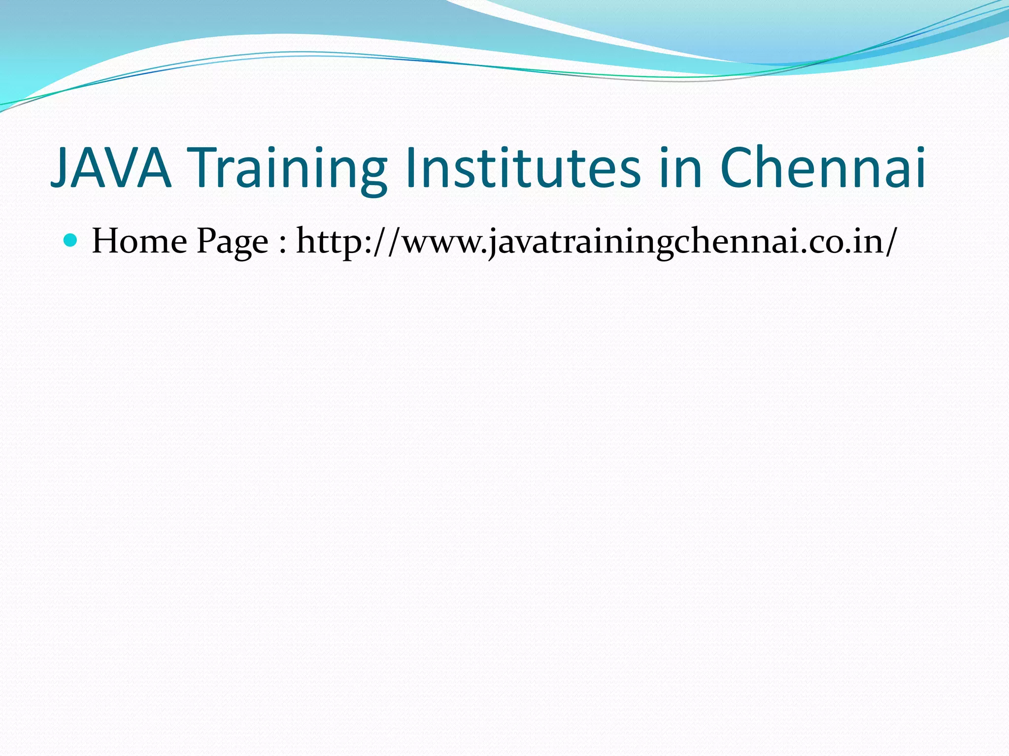 JAVA Training in Chennai | PPT