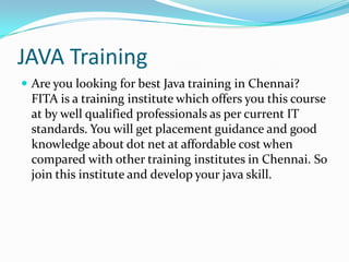 JAVA Training in Chennai | PPT