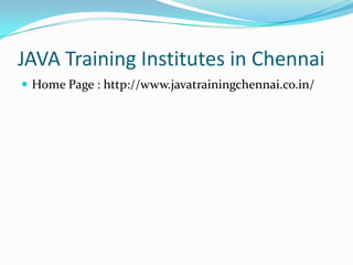 JAVA Training in Chennai | PPT