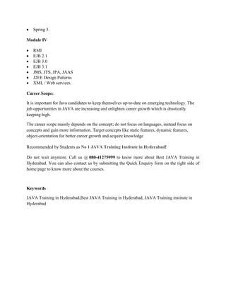 Java training in hyderabad | DOCX | Web Development | Internet